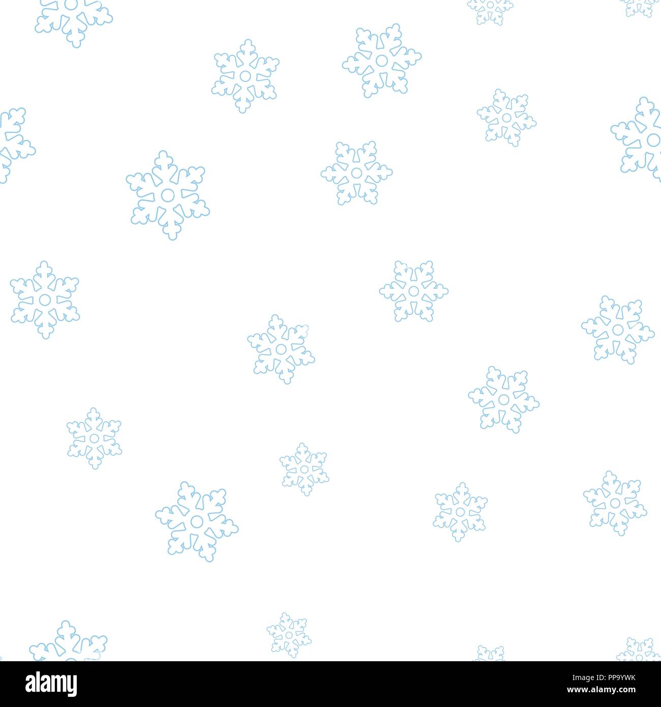 Blue snowflakes seamless pattern. Isolated on a white background ...