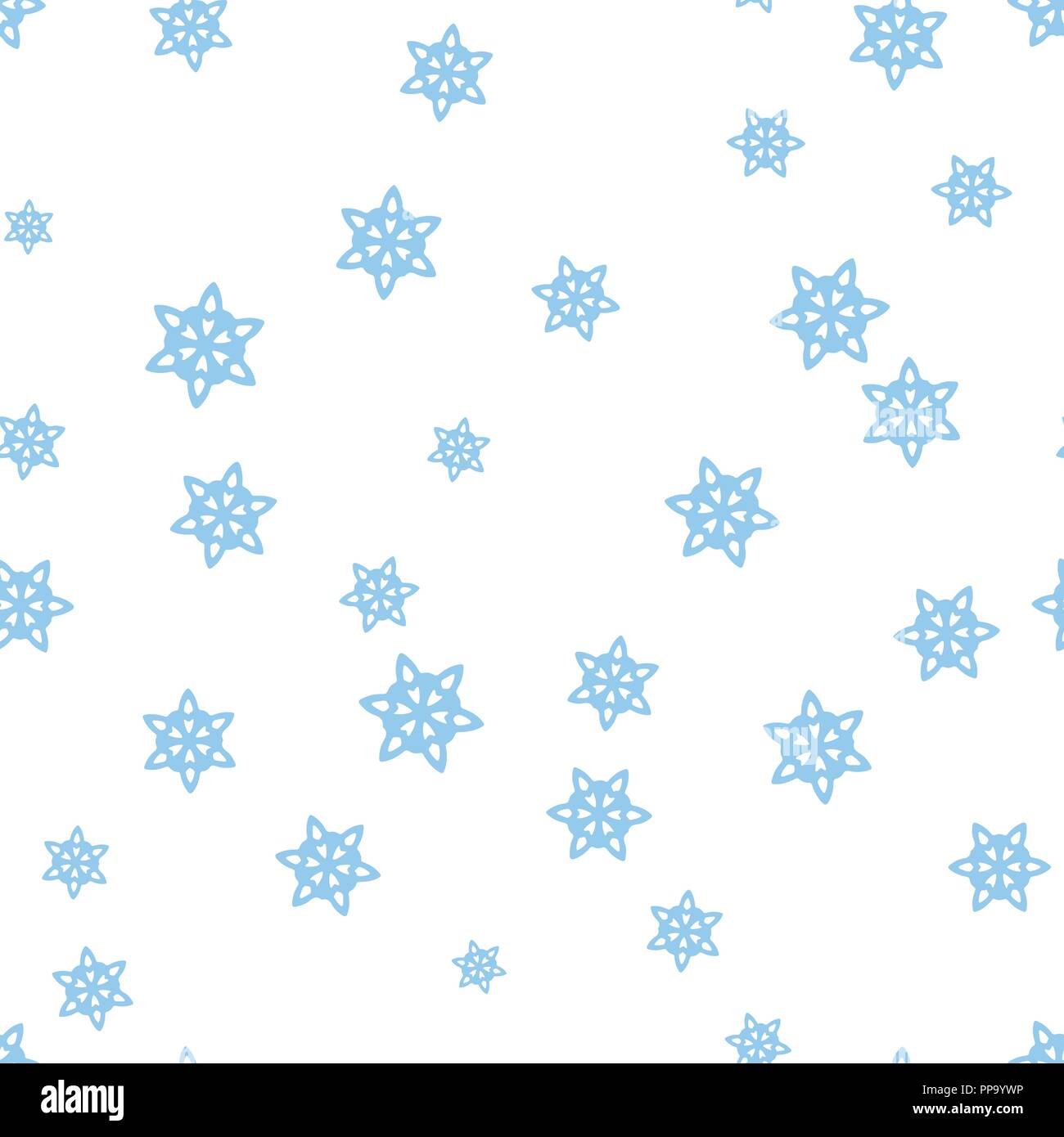 Blue snowflakes seamless pattern. Isolated on a white background ...