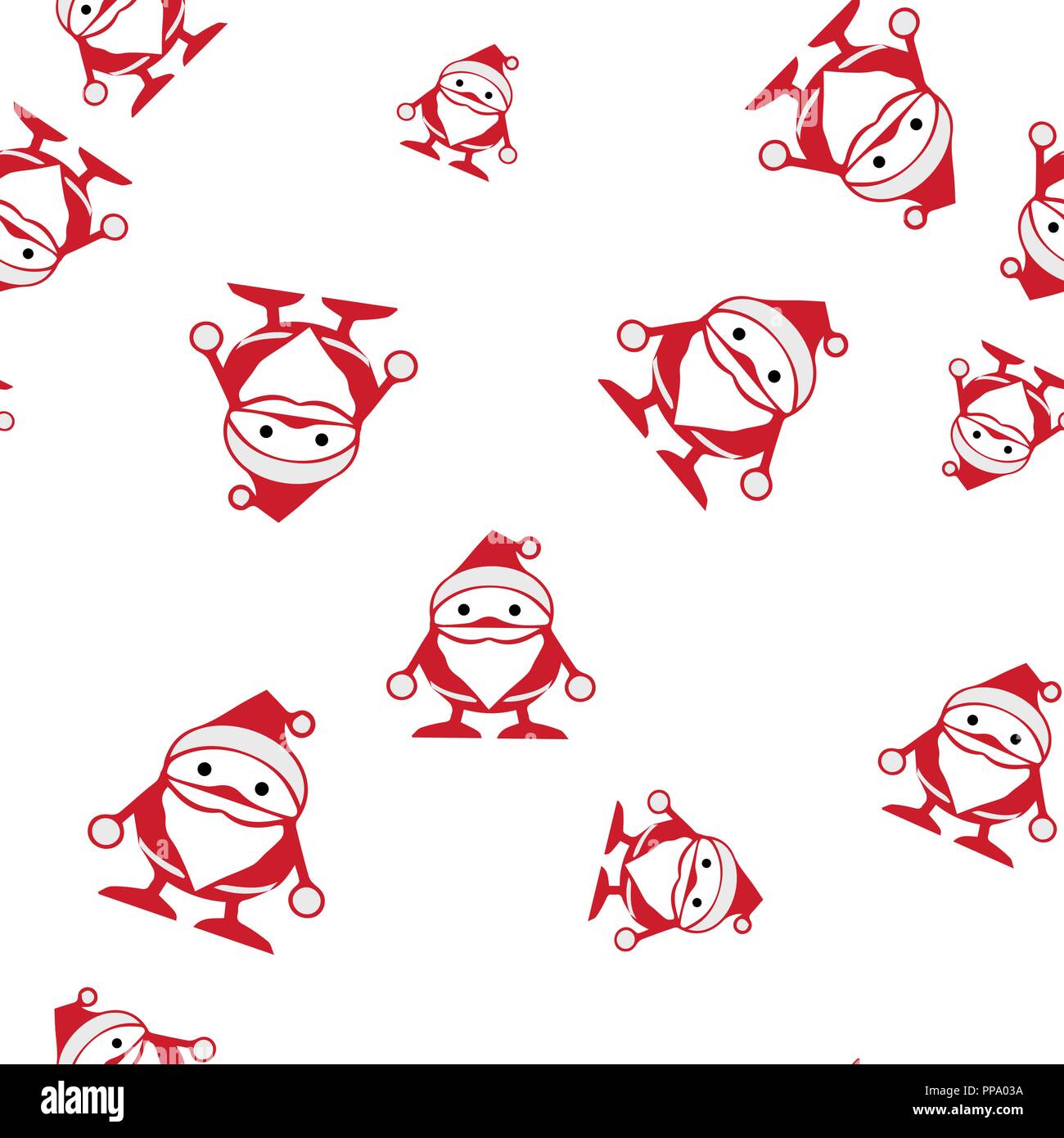 Santa Claus seamless pattern. Isolated on a white background. Vector ...