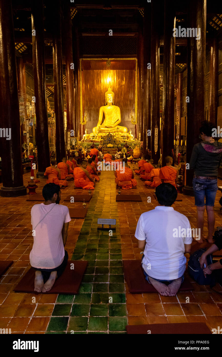 Thai buddhist monk chanting hi-res stock photography and images - Alamy
