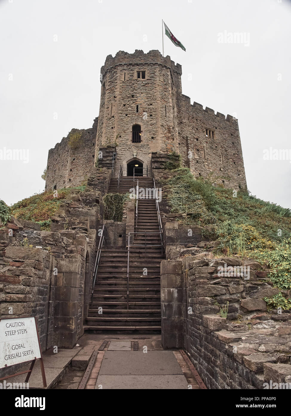 Cardiff, United Kingdom - Semptember 16, 2018: View of the castle of ...