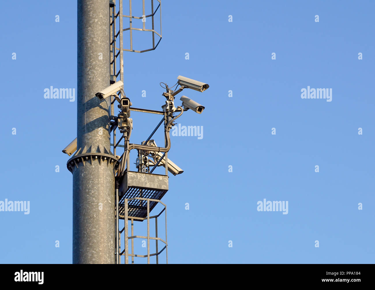 light pole whith security camera .cctv video surveillance Stock Photo ...