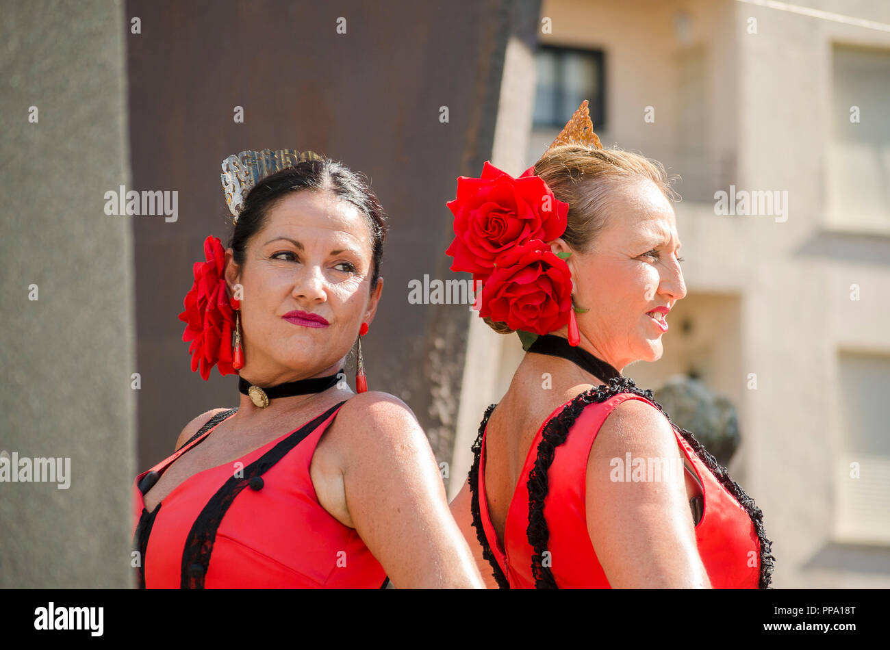 Flamenco dancers, performance, Fandango, Fuengirola a caballo. Annual ...