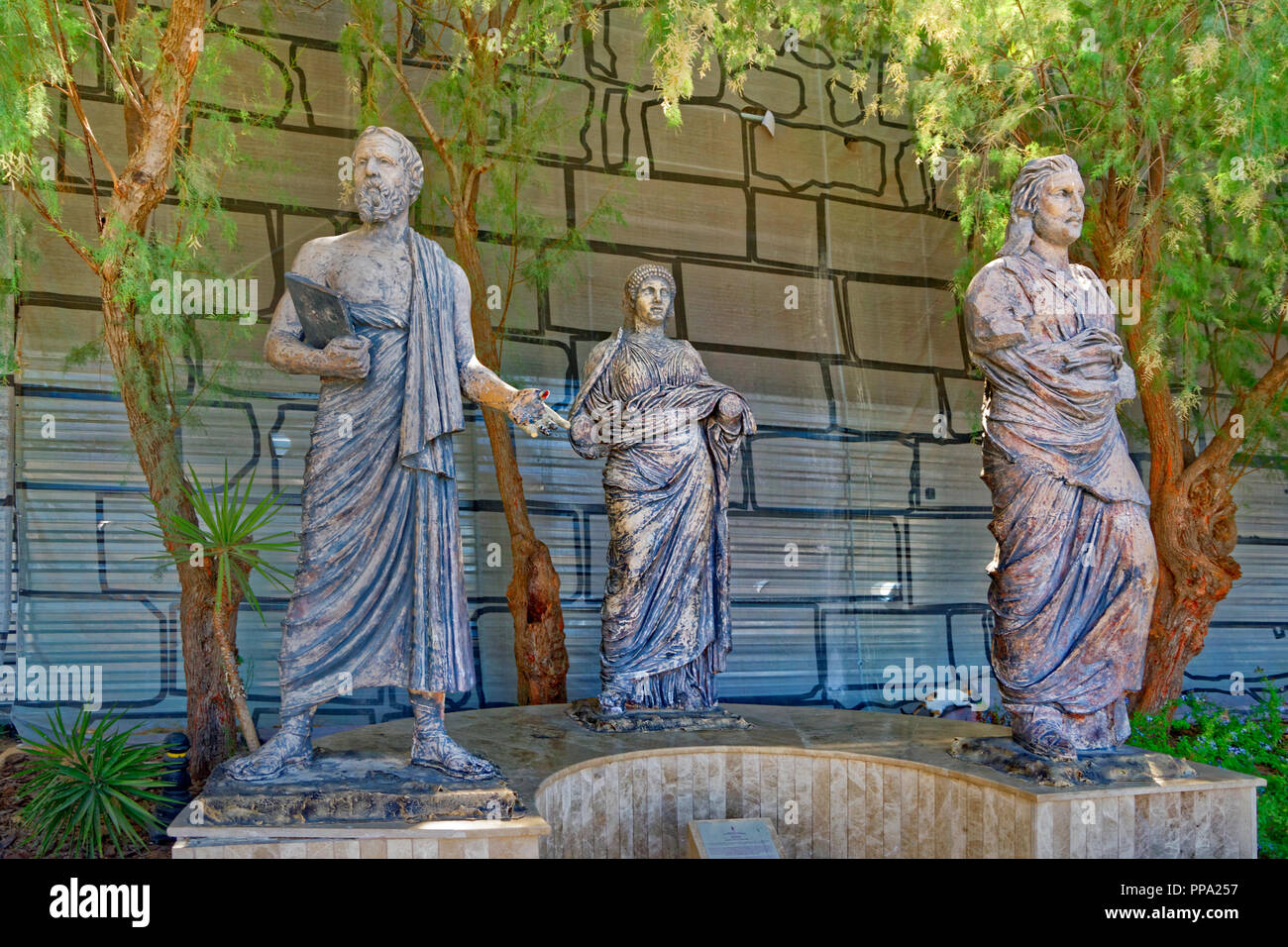 Statues depicting former residents of Bodrum, Herodotus, Artemisa and ...