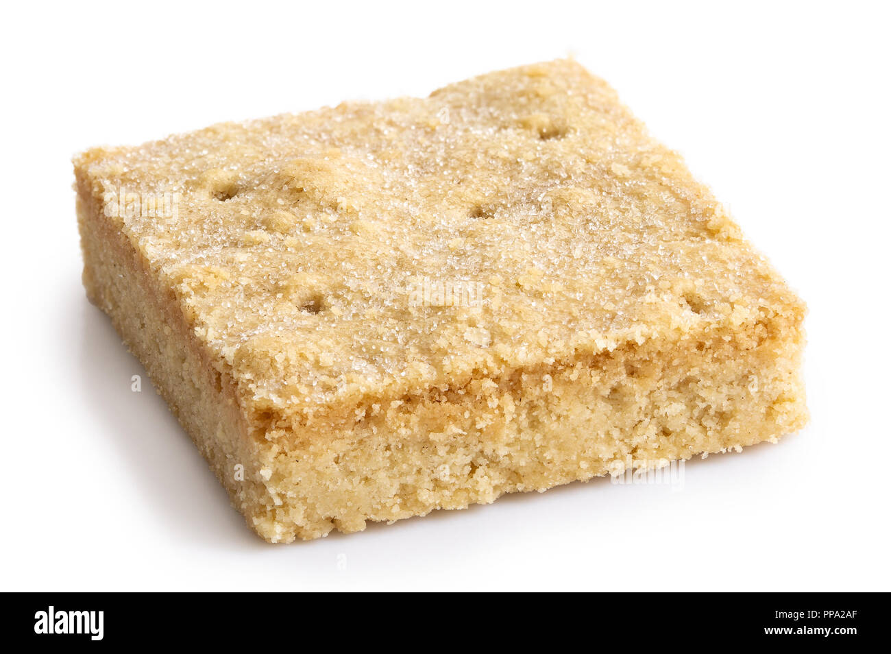 Classic homemade square shortbread biscuit isolated on white Stock ...