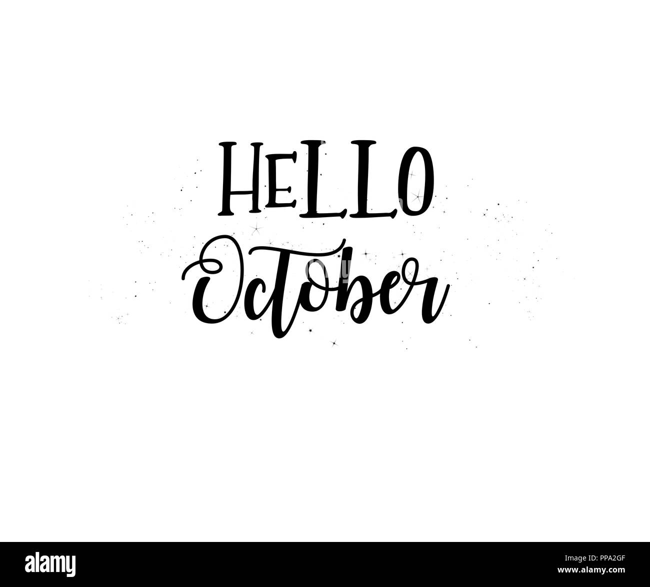 Hello October hand lettering Stock Photo - Alamy