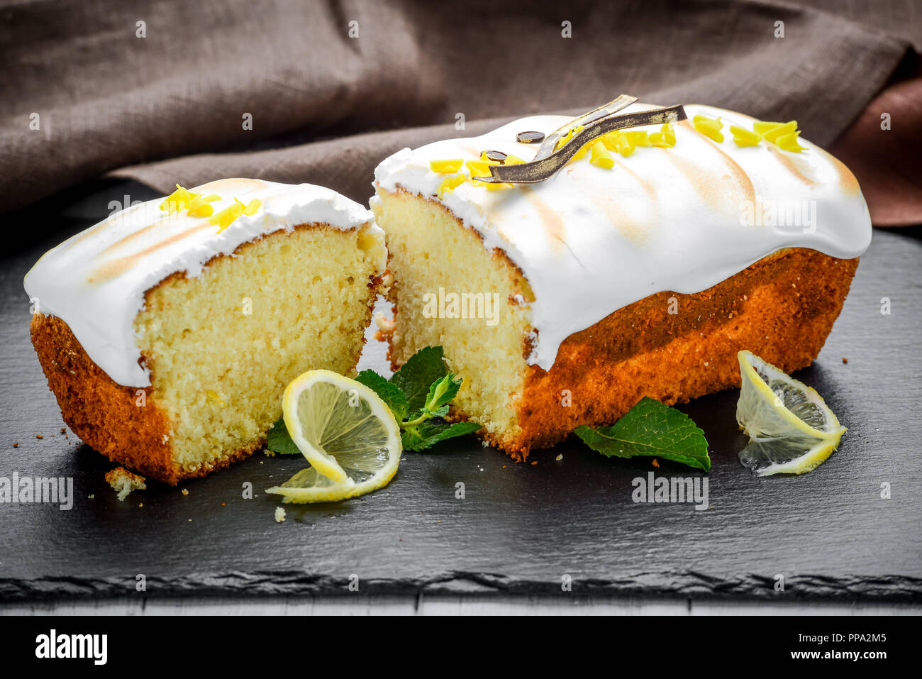 Healthy food, homemade vanilla cake with raisins Stock Photo - Alamy