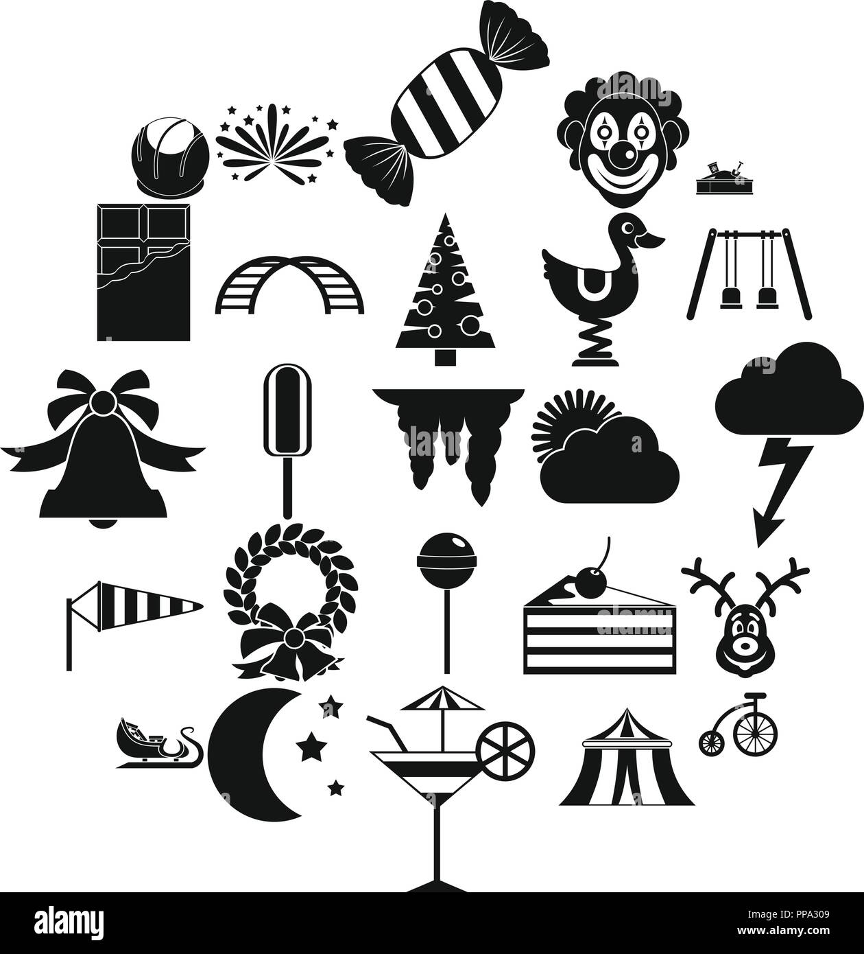 Courtyard icons set, simple style Stock Vector Image & Art - Alamy