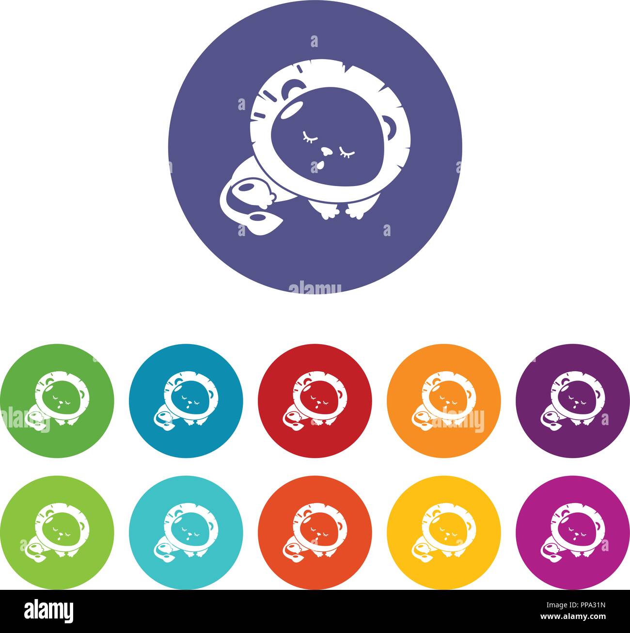 Sleeping lion icons set vector color Stock Vector Image & Art - Alamy