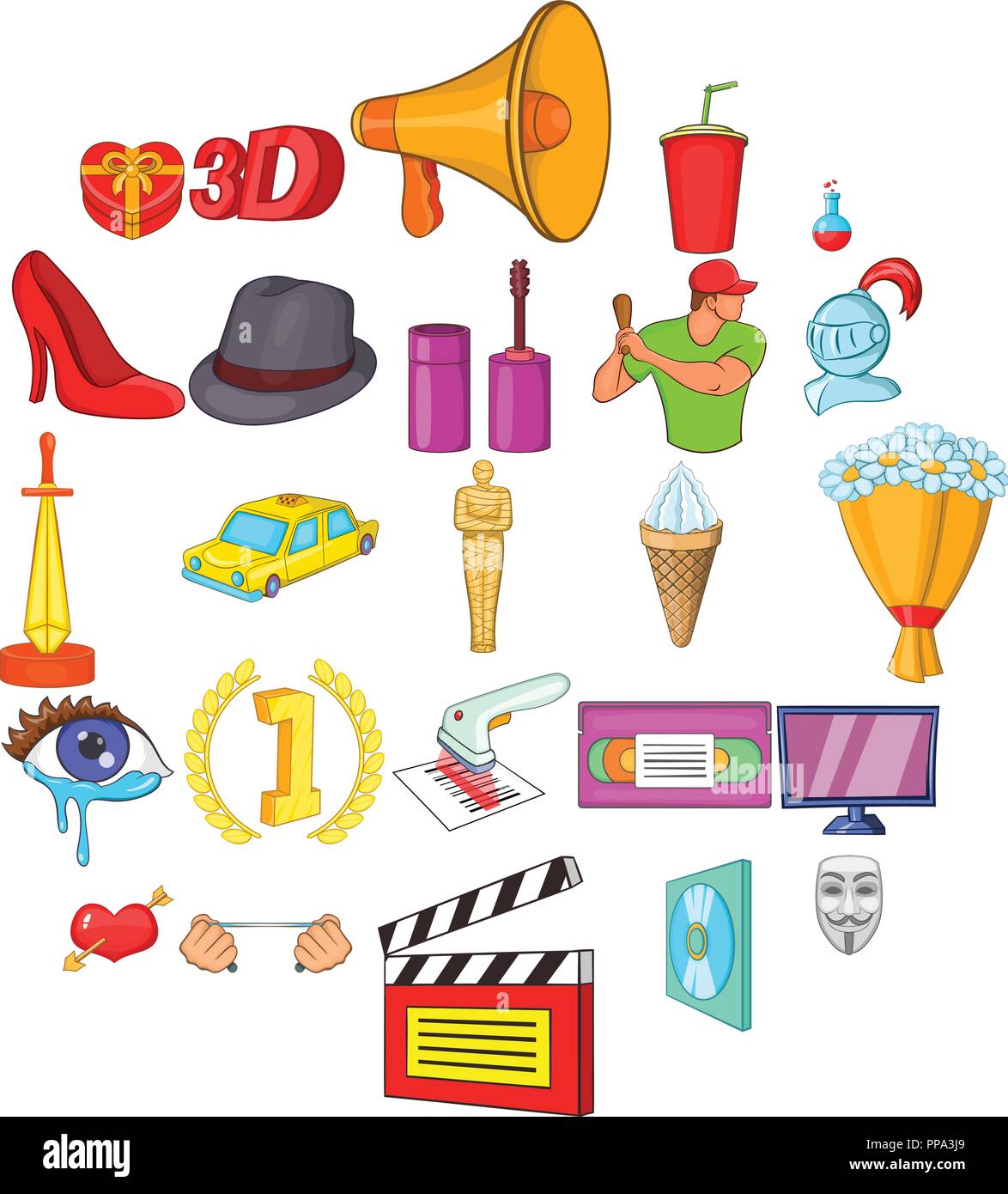 Celluloid icons set, cartoon style Stock Vector Image & Art - Alamy