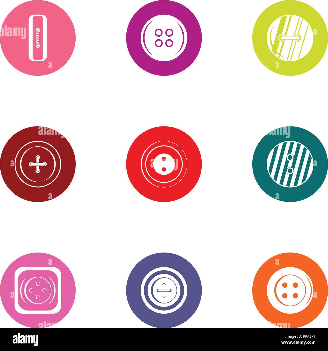 Pushbutton icons set, flat style Stock Vector Image & Art - Alamy