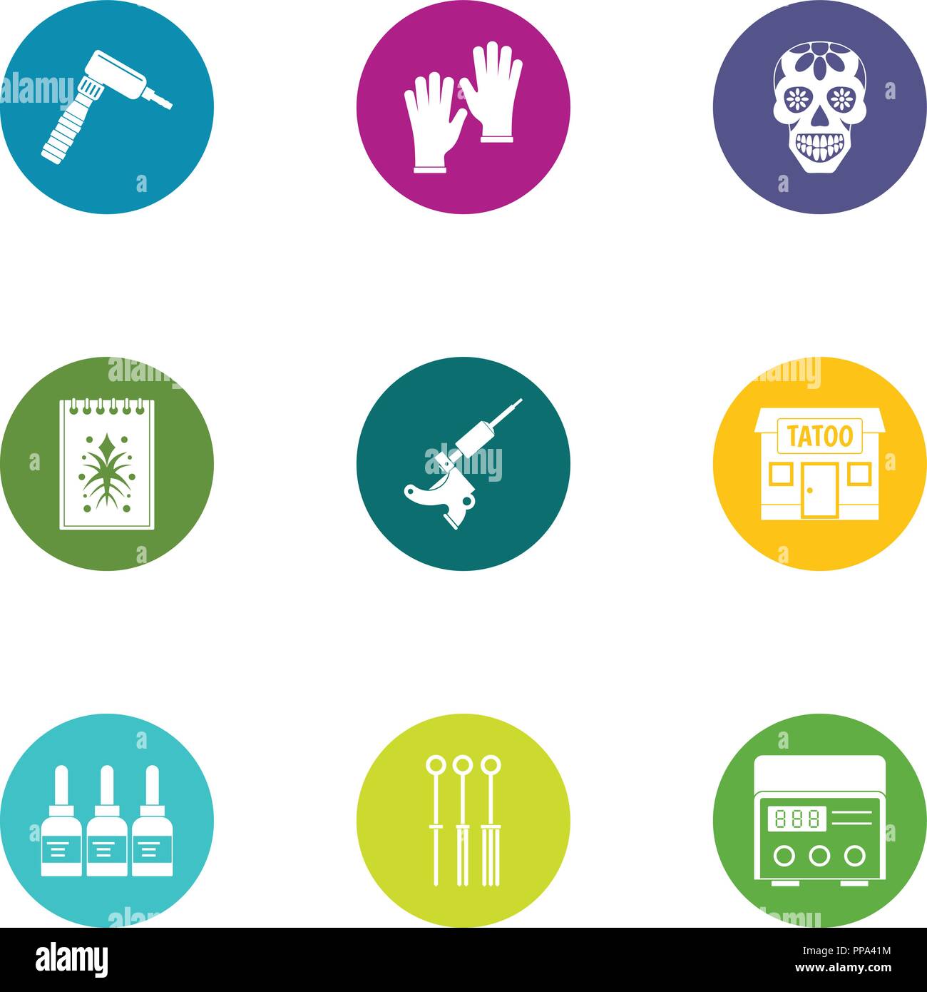 Tattoo body icons set, flat style Stock Vector Image & Art - Alamy