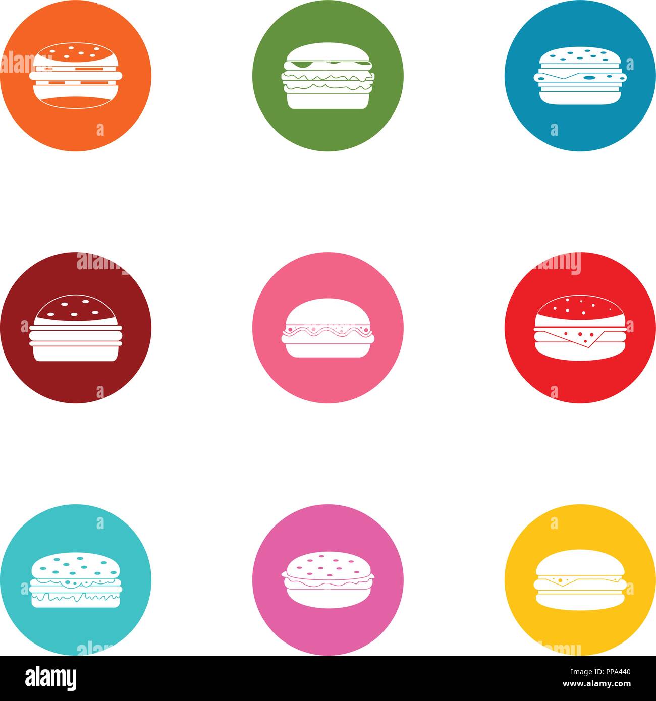 Beefburger icons set, flat style Stock Vector Image & Art - Alamy