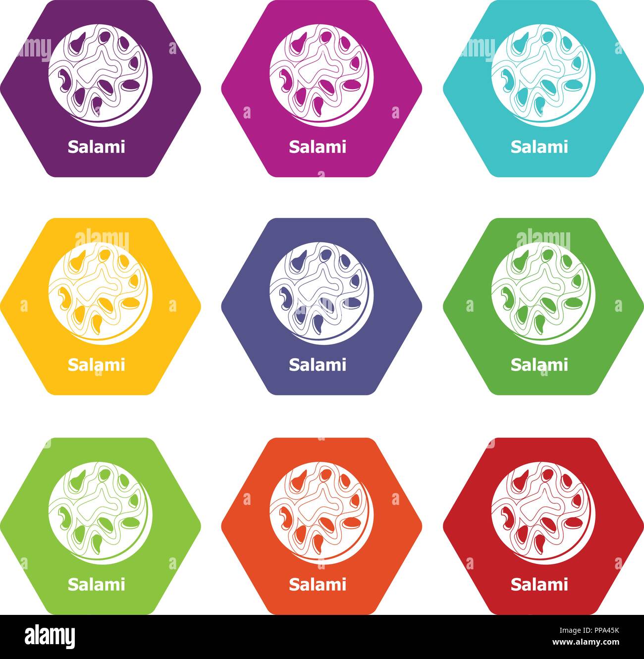 Salami icons set 9 vector Stock Vector Image & Art - Alamy