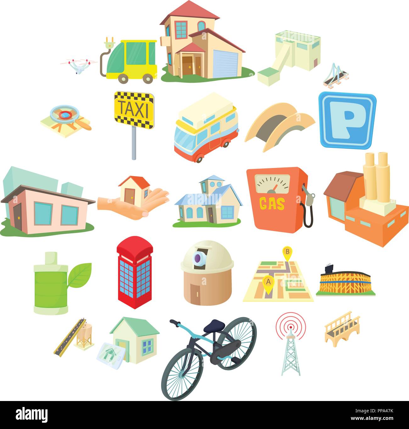 Townish icons set, cartoon style Stock Vector Image & Art - Alamy