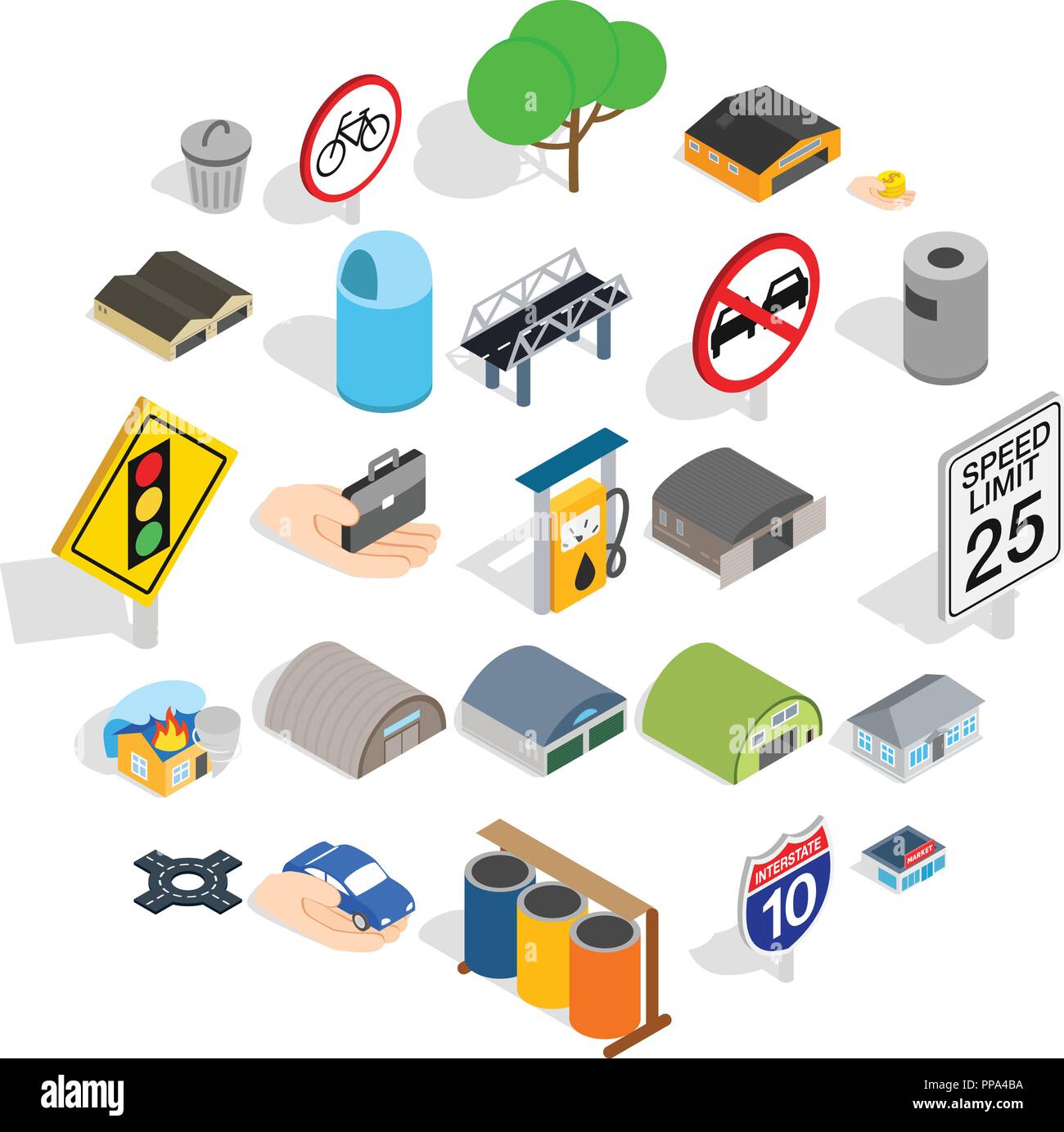 Urban buildings icons set, isometric style Stock Vector Image & Art - Alamy