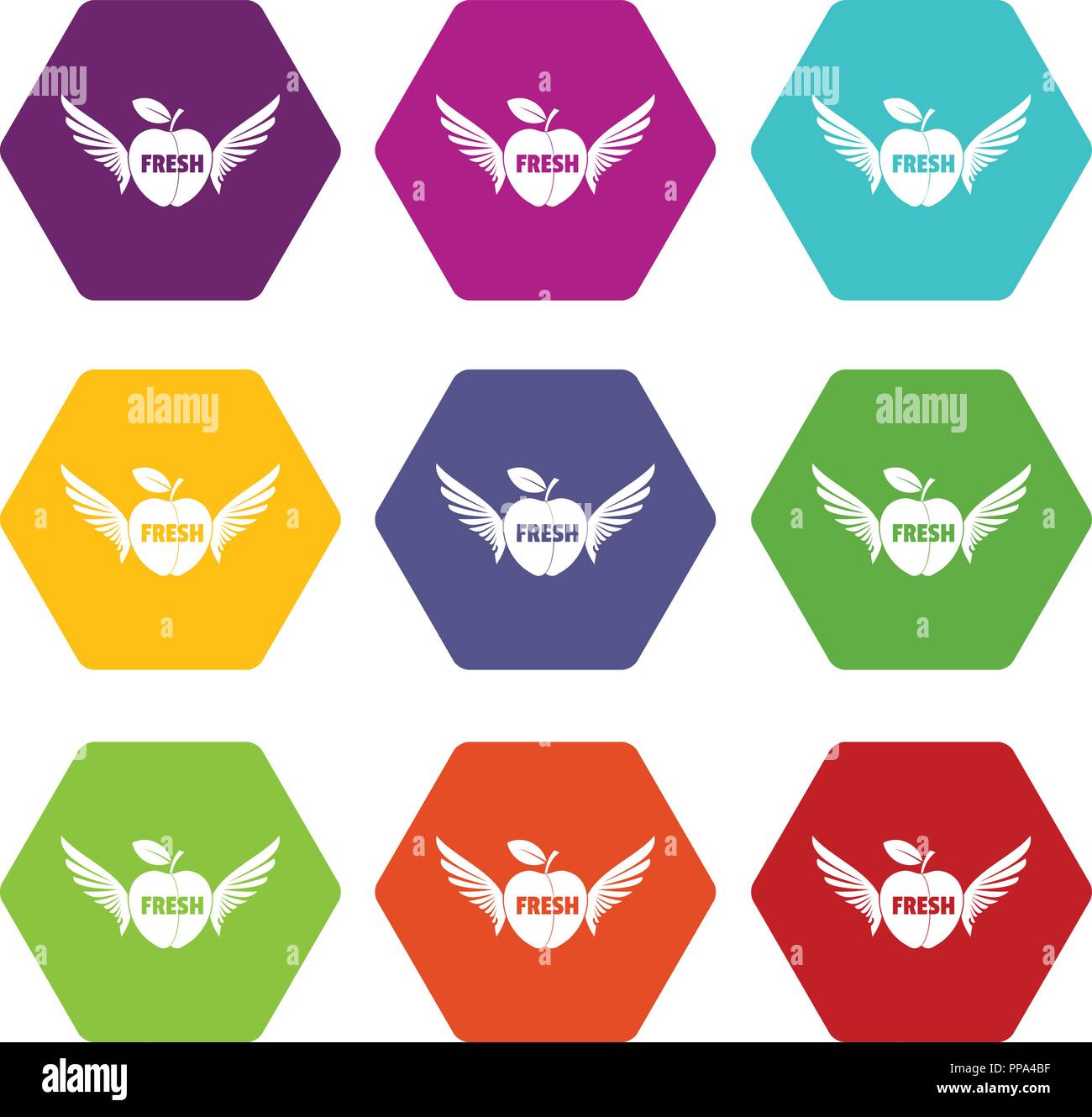 Wing apple icons set 9 vector Stock Vector Image & Art - Alamy