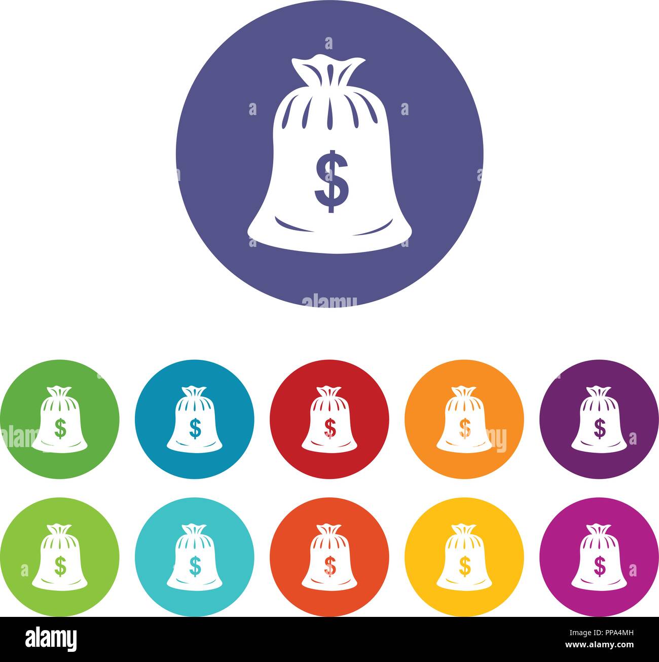 Money bag icons set vector color Stock Vector Image & Art - Alamy