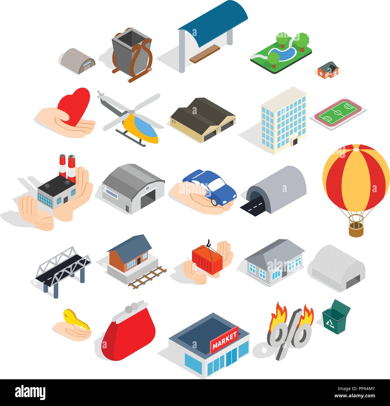 Urban infrastructure icons set, isometric style Stock Vector Image ...
