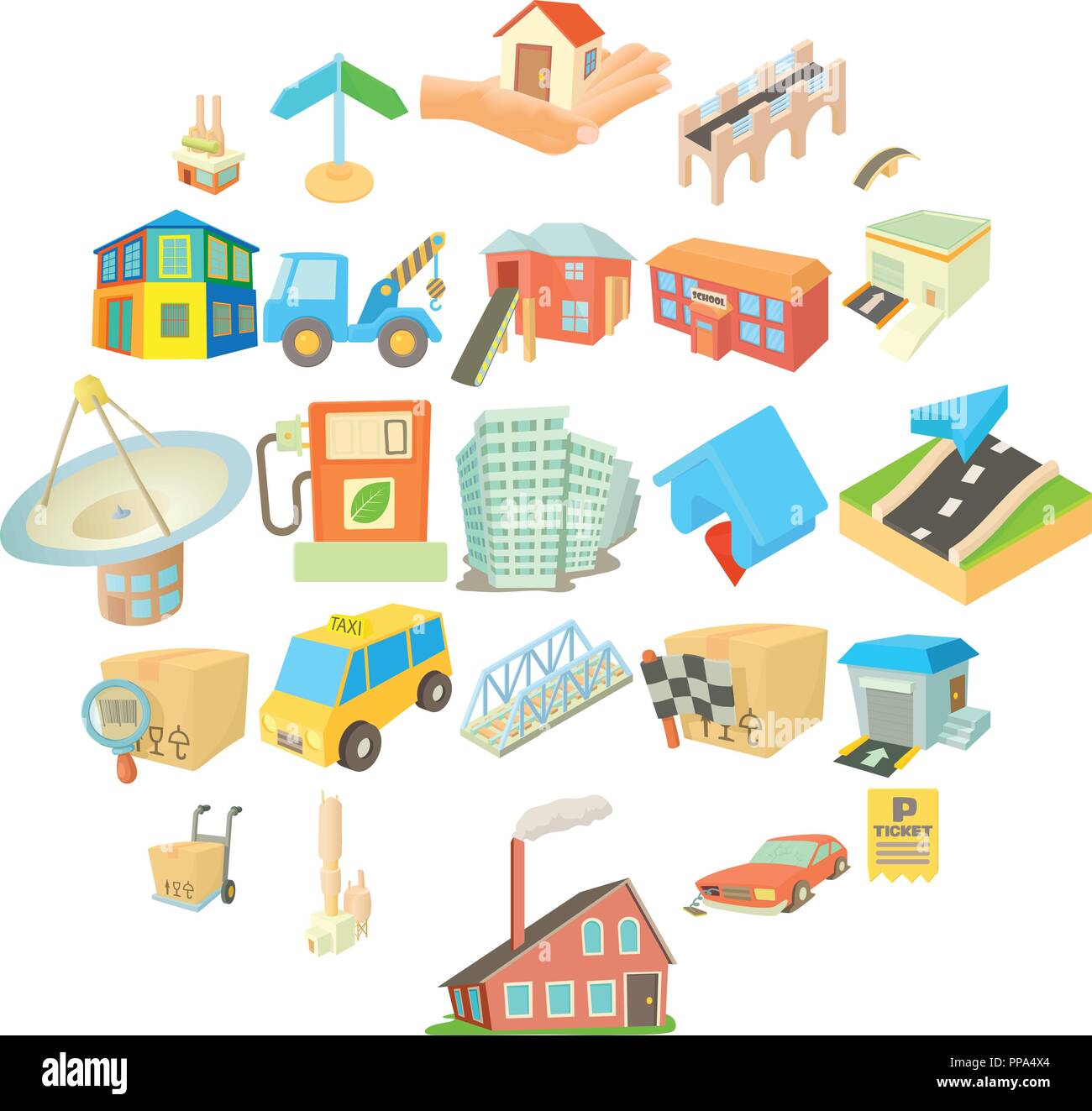 Urban elements icons set, cartoon style Stock Vector Image & Art - Alamy
