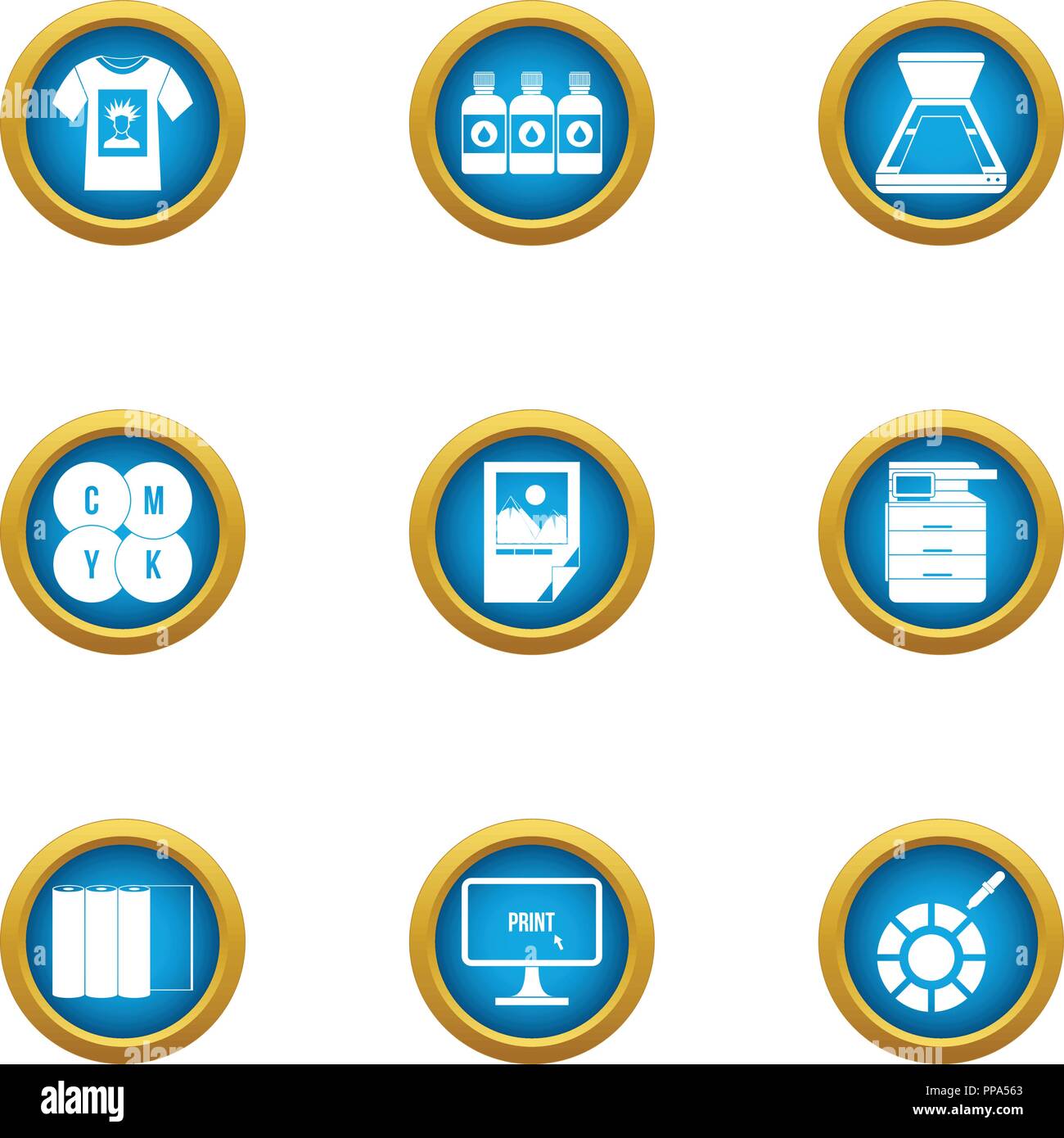 Printing house icons set, flat style Stock Vector Image & Art - Alamy