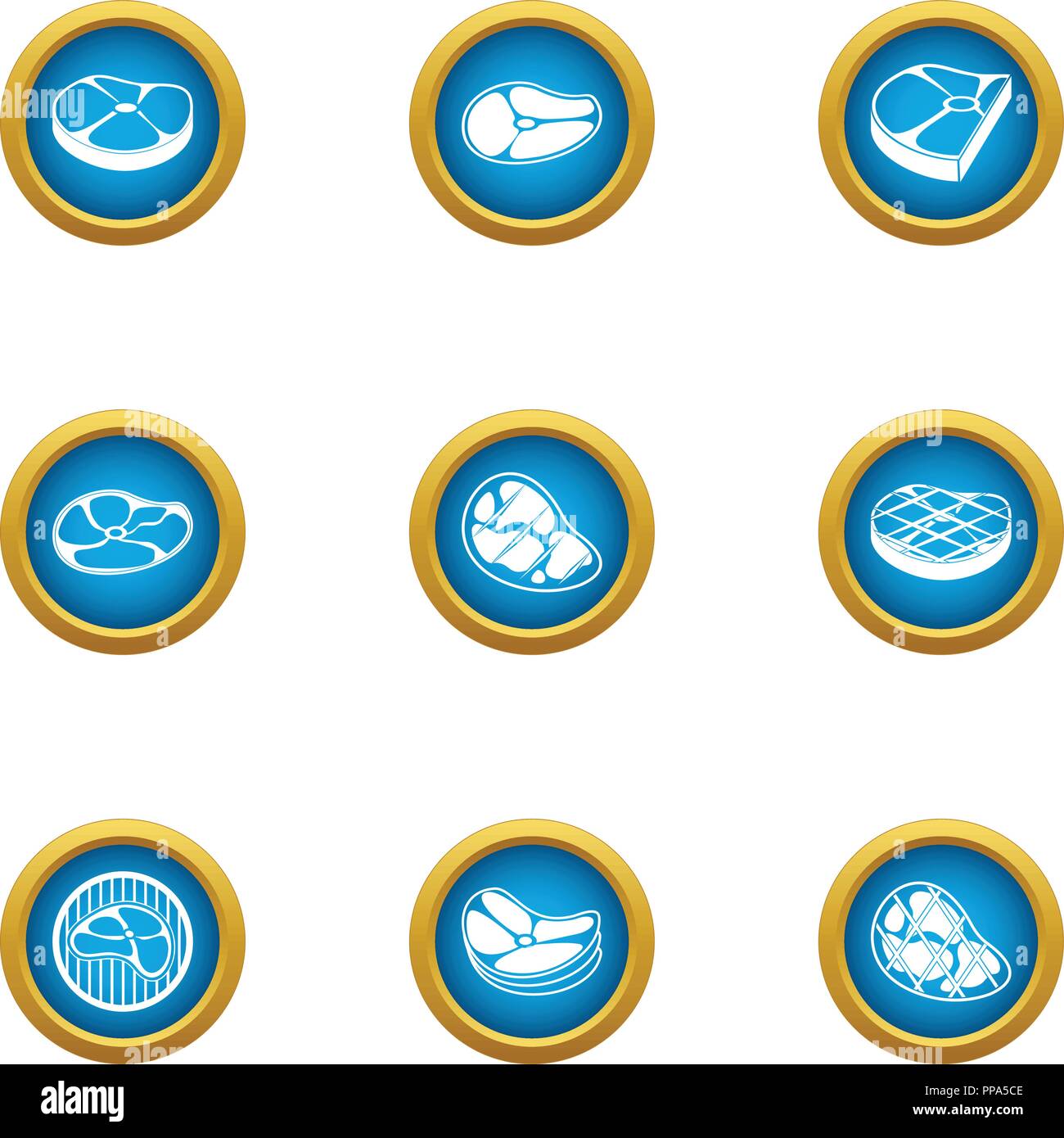 Cut of meat icons set, flat style Stock Vector Image & Art - Alamy