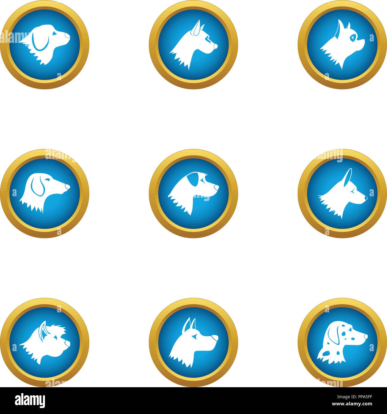 Dog face icons set, flat style Stock Vector Image & Art - Alamy