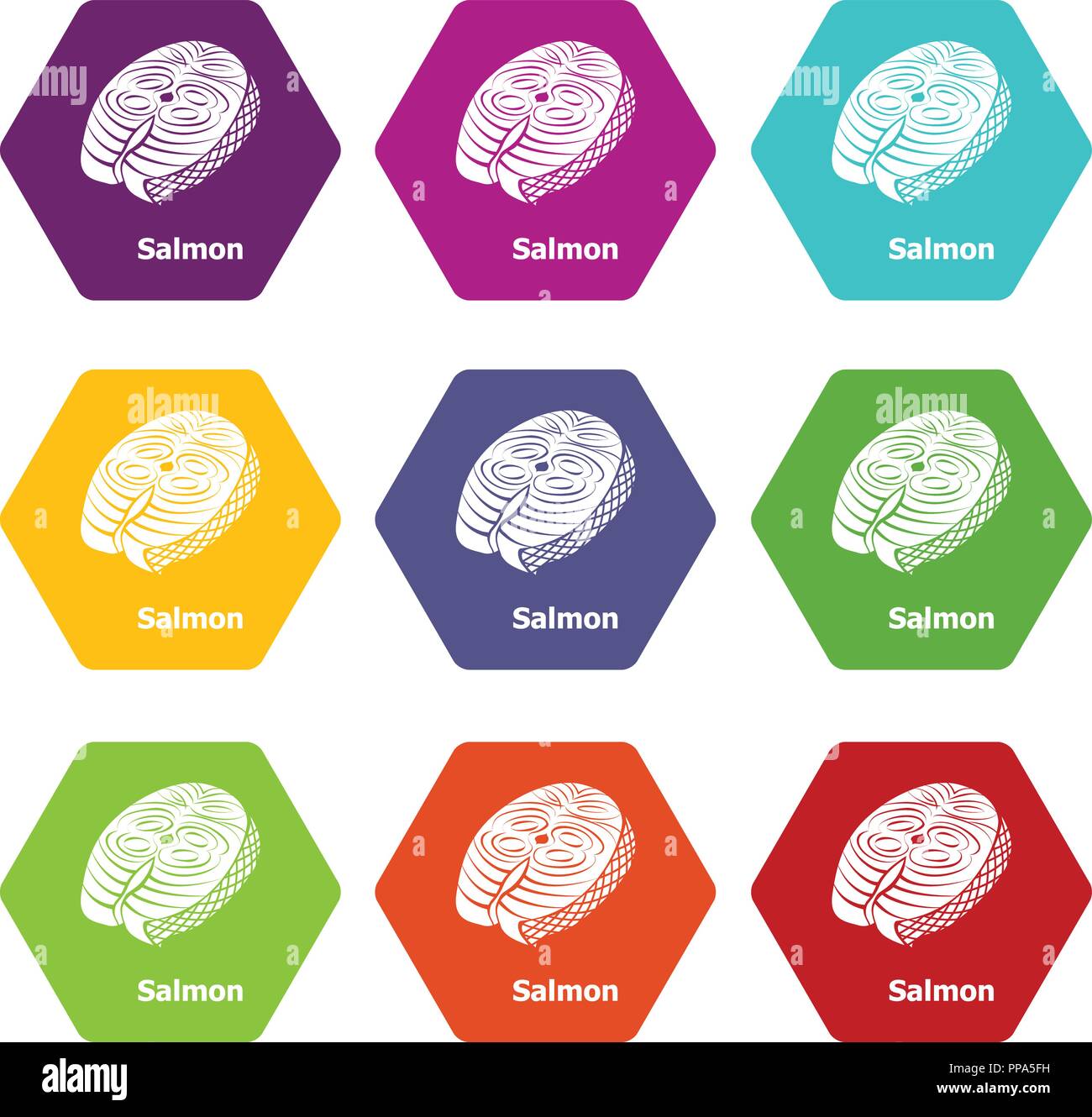 Salmon icons set 9 vector Stock Vector Image & Art - Alamy