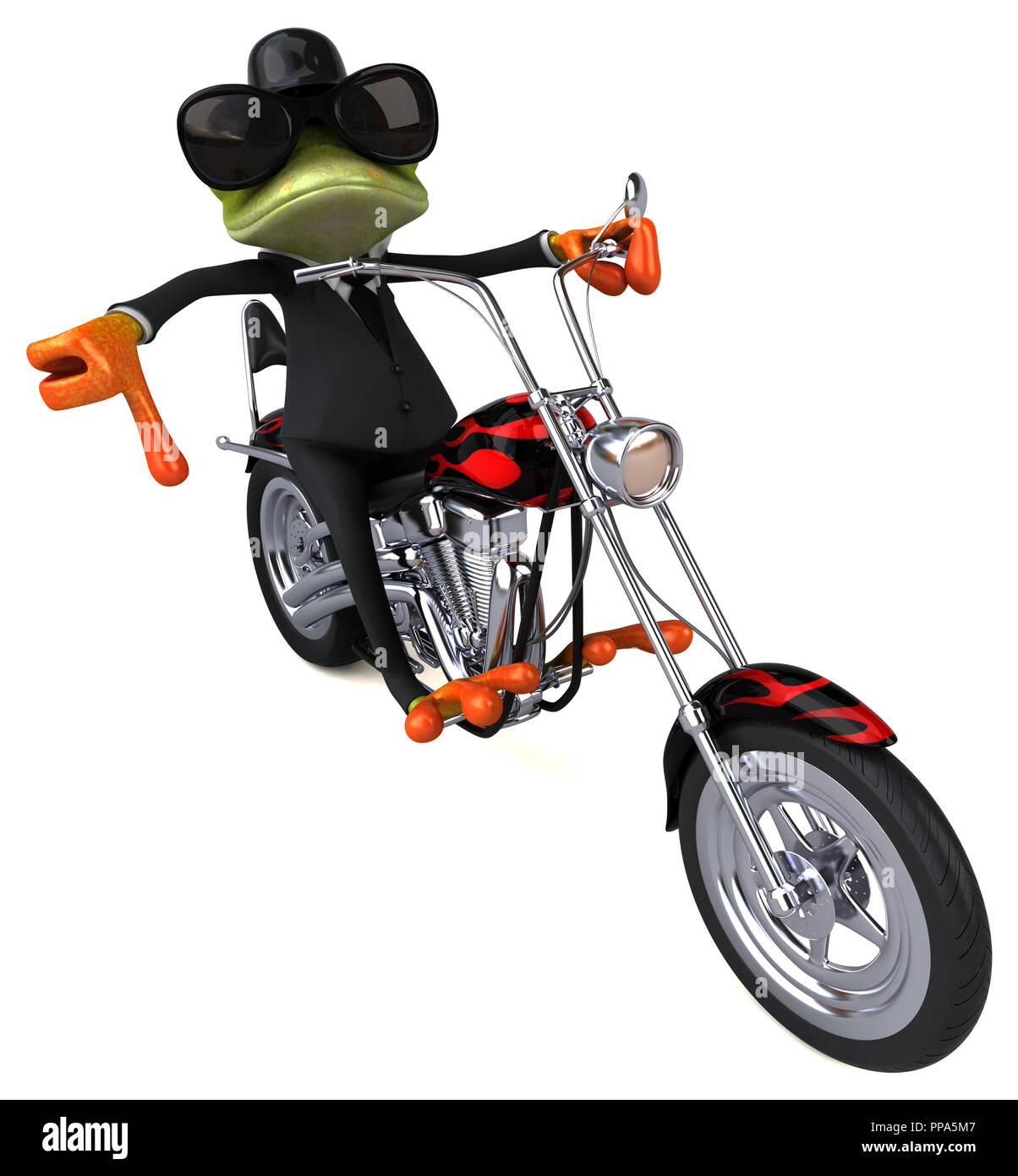 Fun frog on a motorcycle - 3D Illustration Stock Photo - Alamy