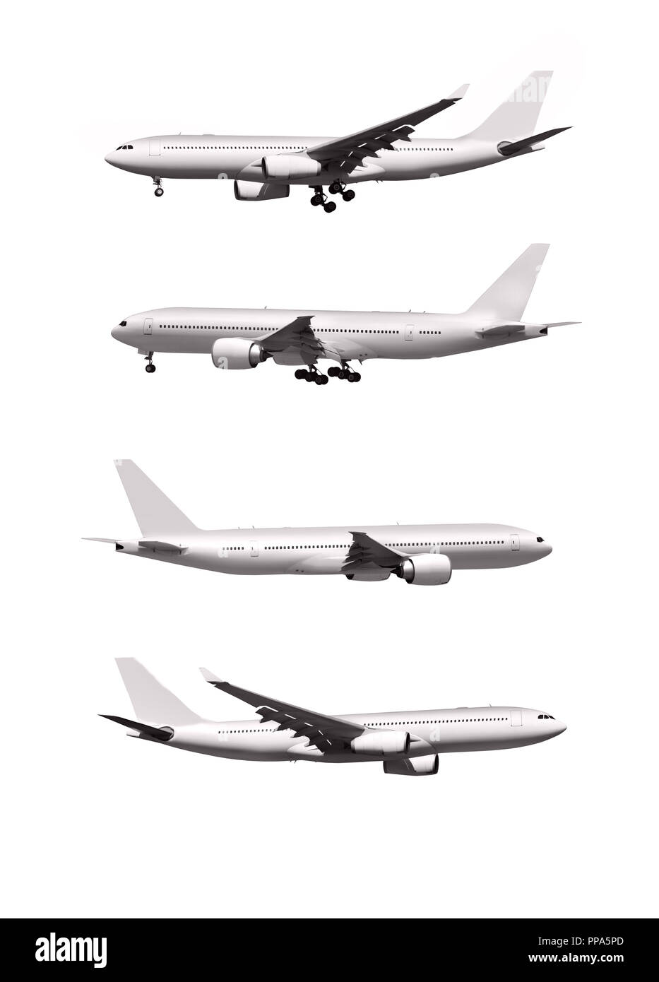 commercial airplanes isolated on white background Stock Photo - Alamy