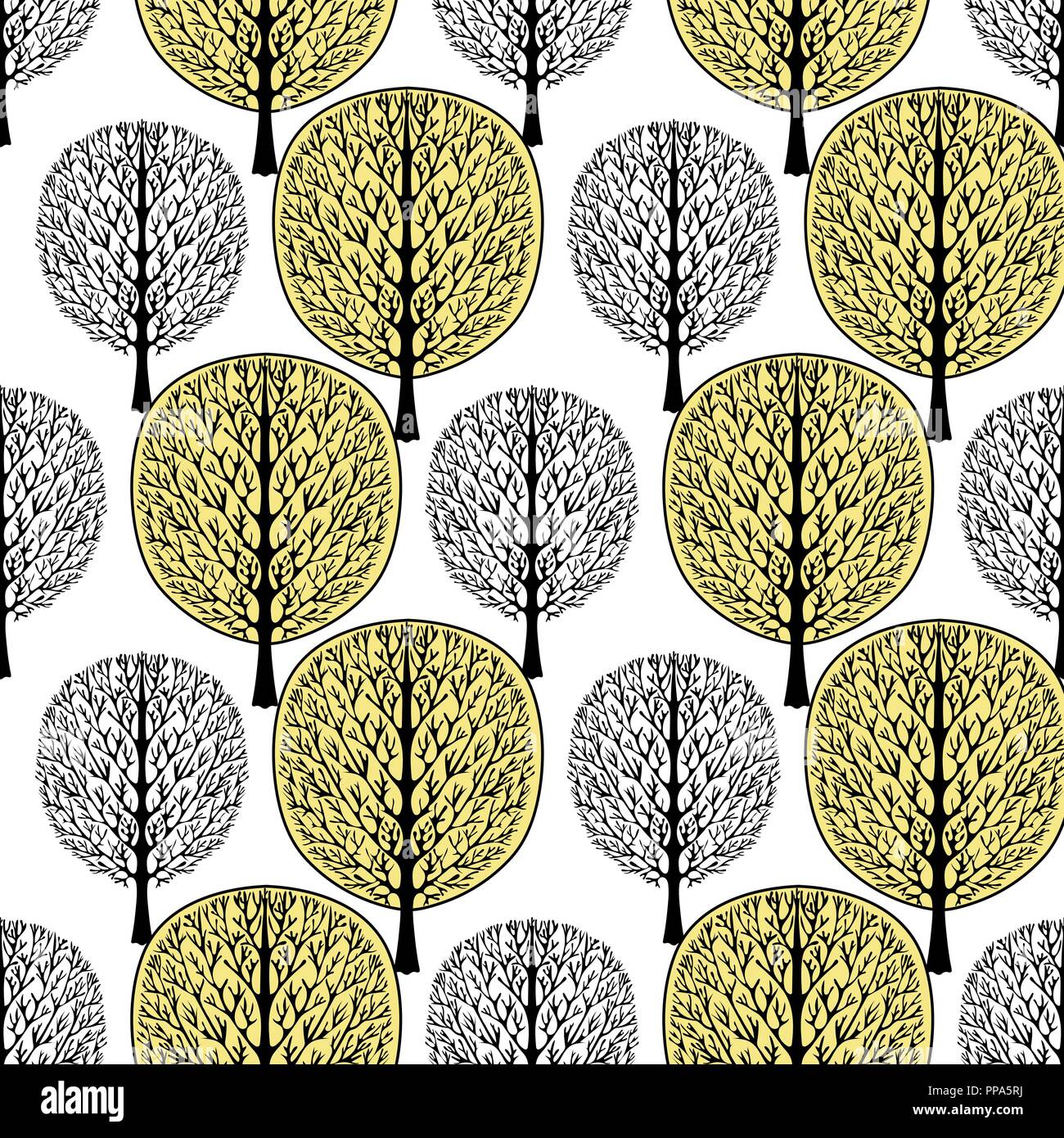Abstract tree seamless pattern, vector illustration, stylized forest ...