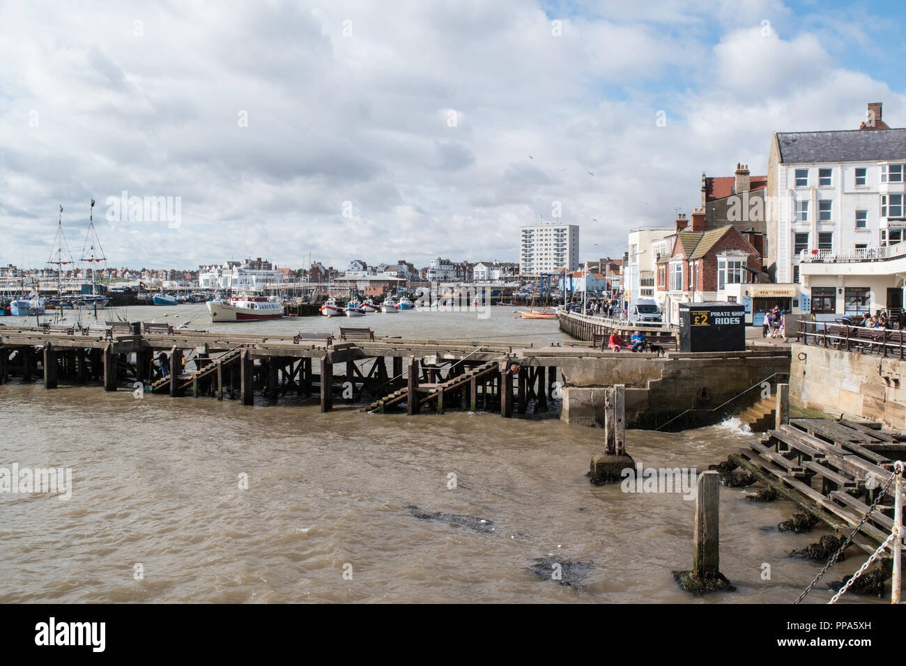 Looking over the harbour front at Bridlington East Yorkshire England ...