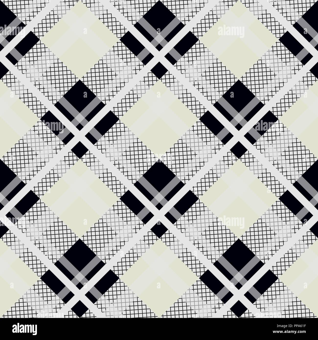 Black white diagonal check texture seamless pattern. Vector ...