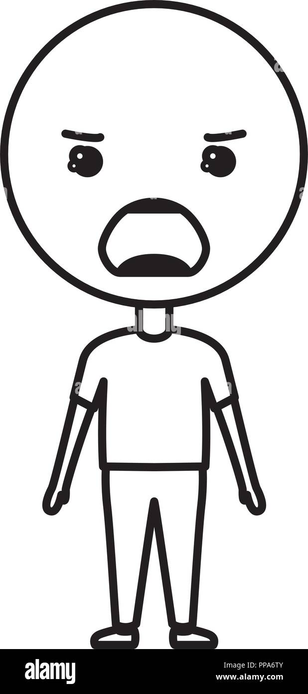 cartoon angry emoticon with body kawaii character Stock Vector Image ...