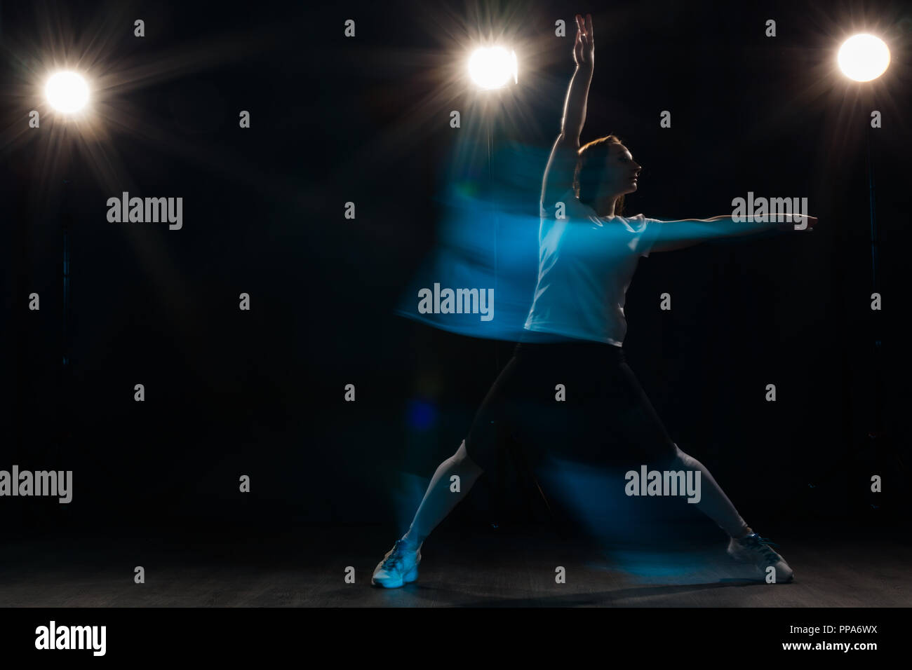 Dancing, sport, beautiful and people concept - young woman dancing in ...
