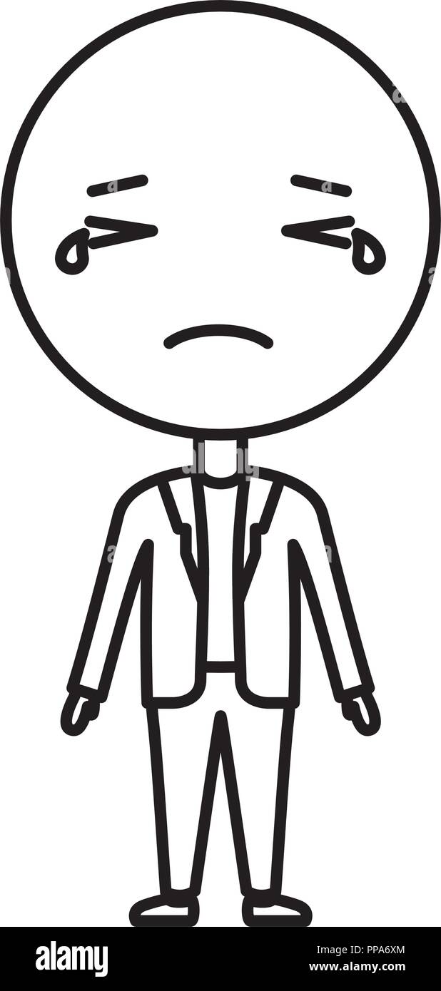 cartoon crying emoticon with body kawaii character Stock Vector Image ...