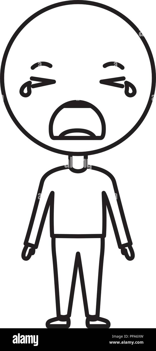 cartoon crying emoticon with body kawaii character Stock Vector Image ...