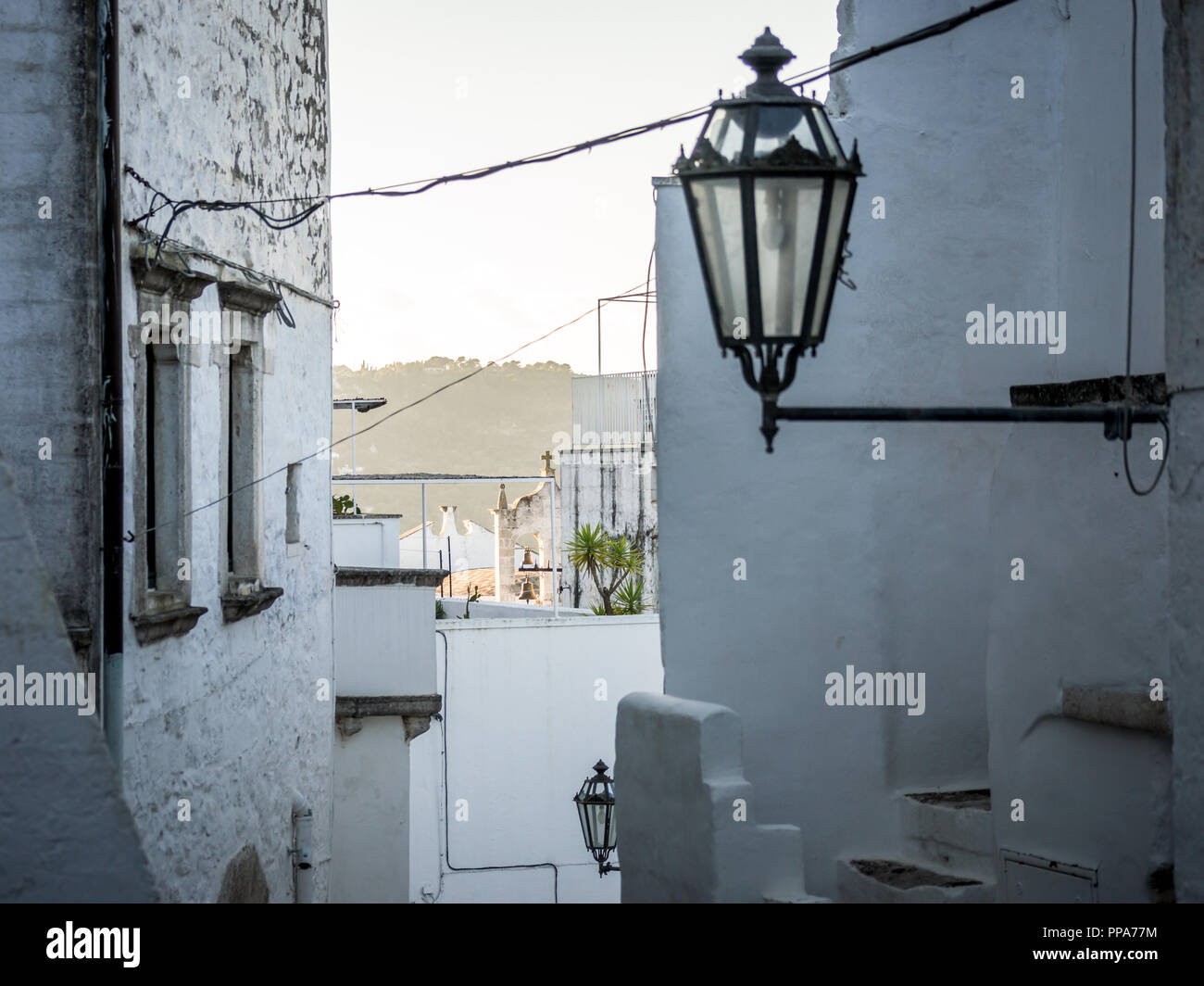 Close-up in the white village of Ostuni in Salento on the Adriatic sea ...