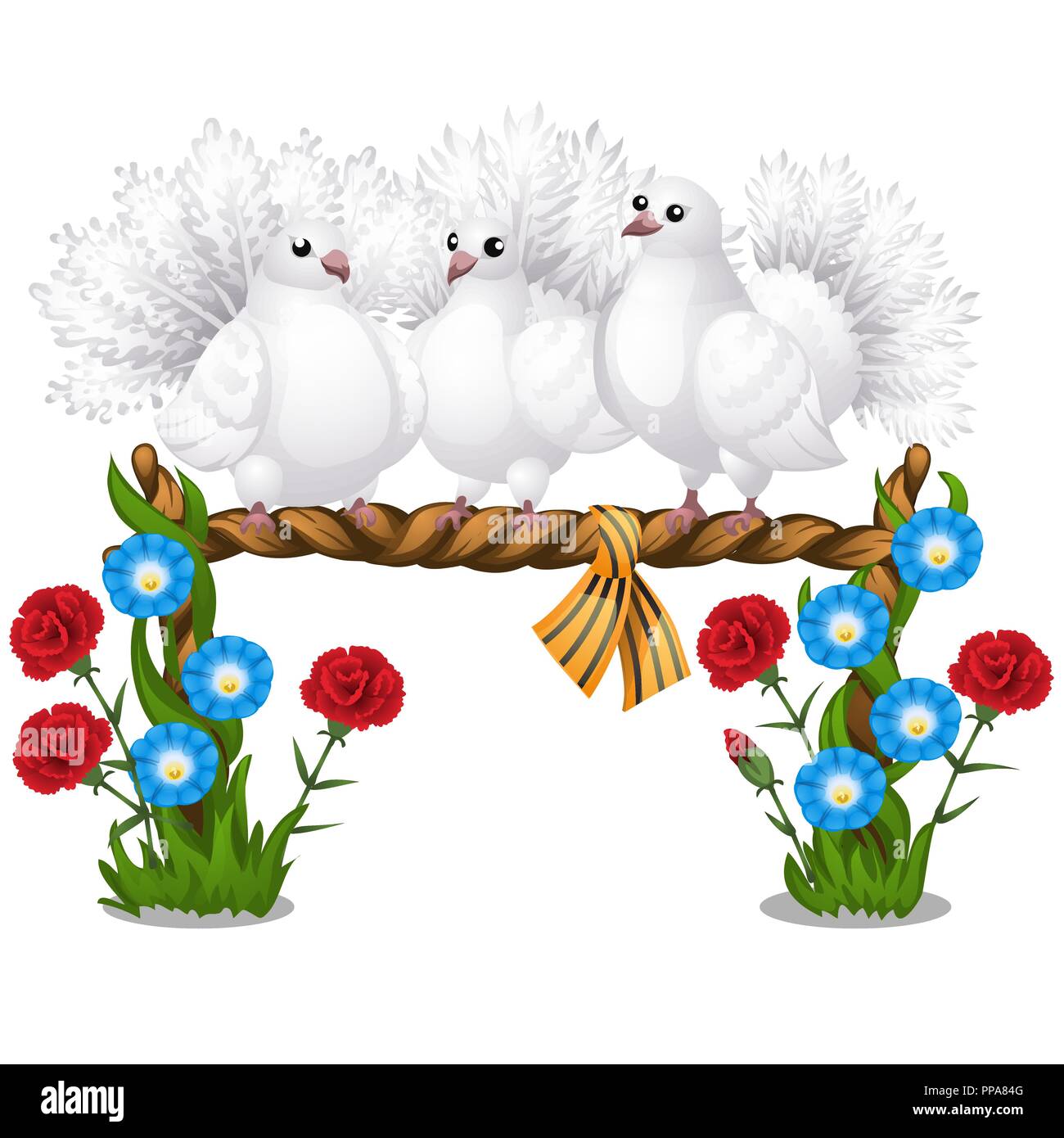 Sketch of a poster with several beautiful white doves sitting on a ...