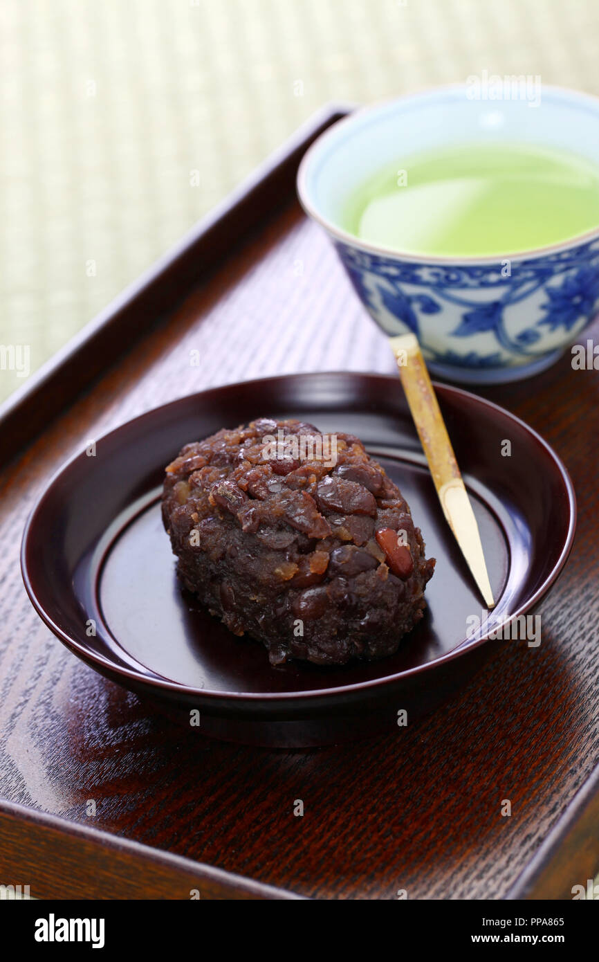 ohagi ( botamochi ), rice cake covered with sweet red bean paste ...