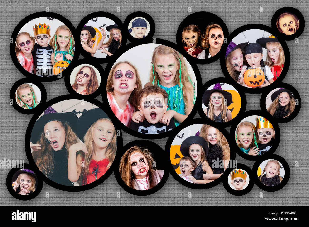 Collage of happy children. Concept of kids on Halloween party Stock ...