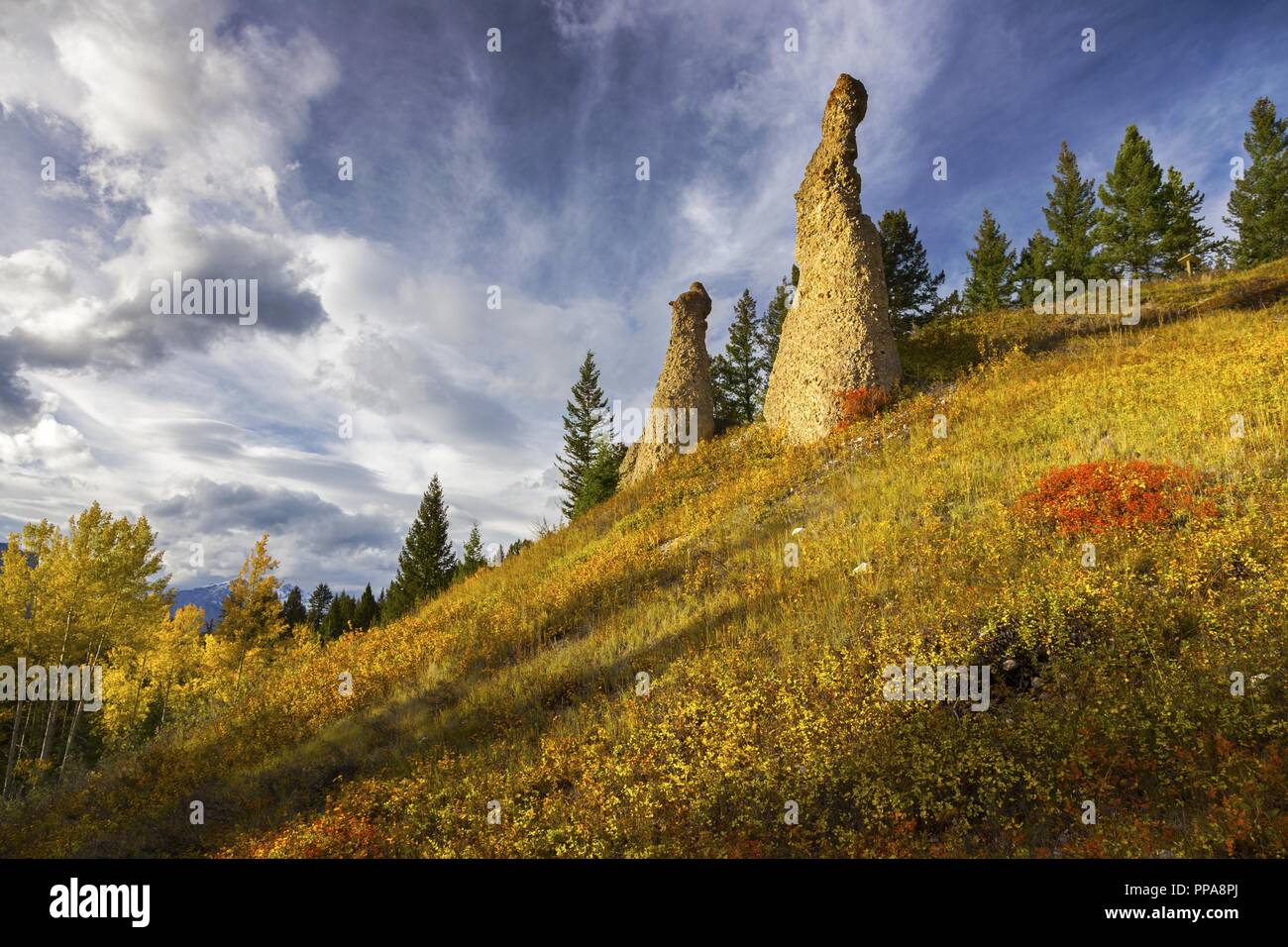 Hoodoo Rock Formations Scenic Grassland Canada Autumn Colors Landscape ...
