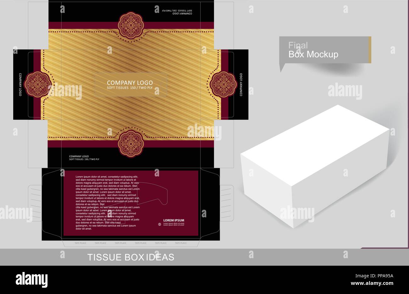 Abstract diagonal lines with mandalas tissue box concept, template for ...