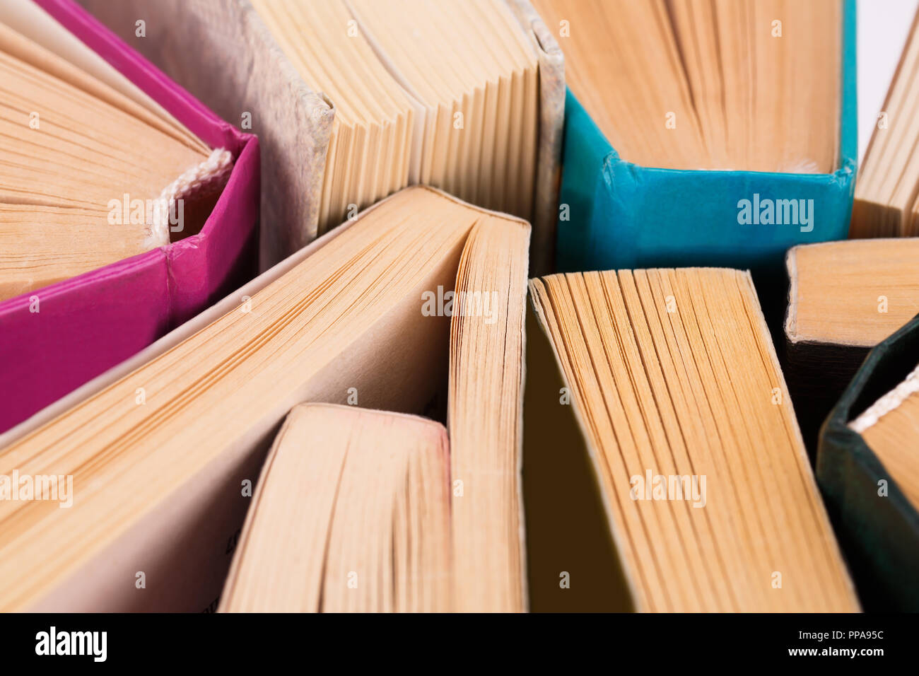 Opened books close up picture Stock Photo - Alamy