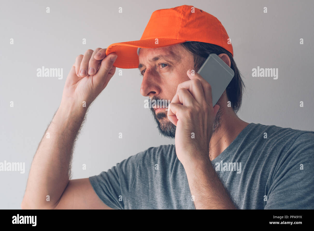 Bearded man with cap on hat hi-res stock photography and images - Alamy