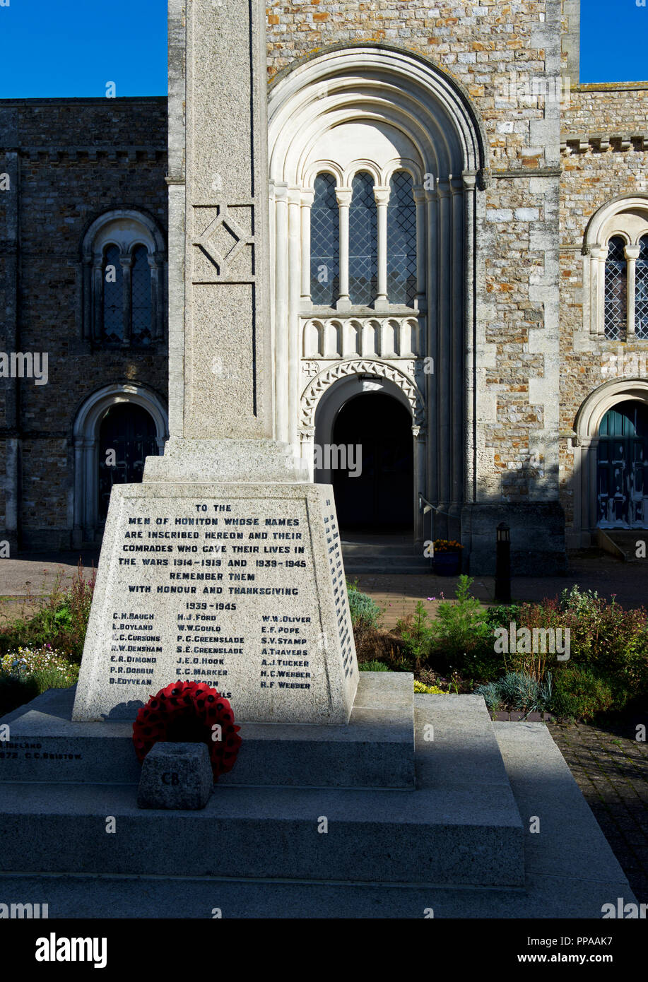 War memorial in front of St Paul's Church, Honiton, Devon, England UK ...