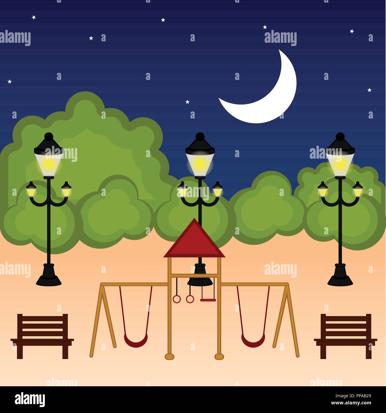 City park night view Stock Vector Images - Alamy