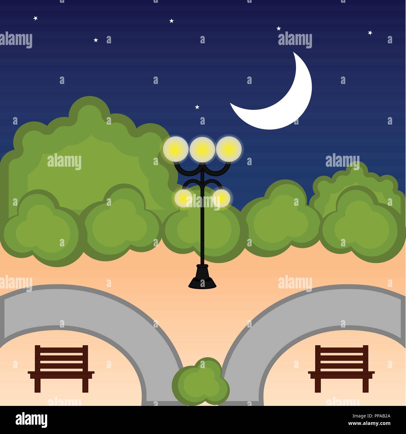 Street night bench Stock Vector Images - Alamy