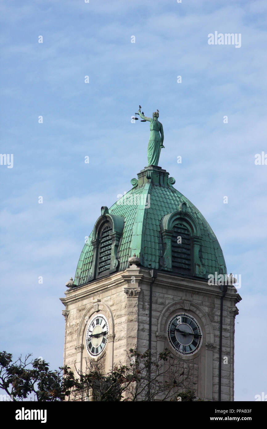 Statue of Lady Justice on top of Rockingham County Courthouse in ...