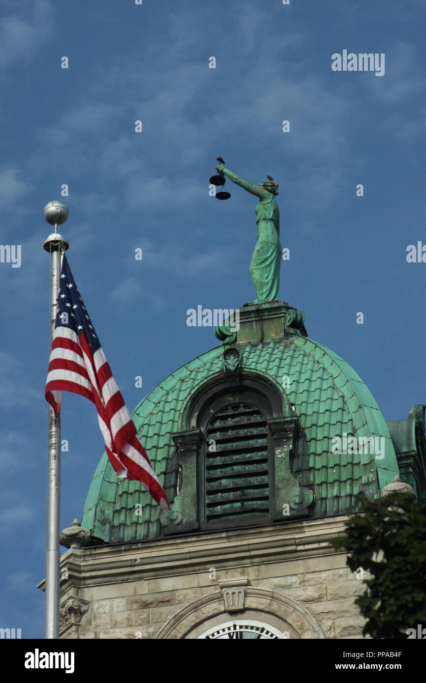 Statue of Lady Justice on top of Rockingham County Courthouse in ...